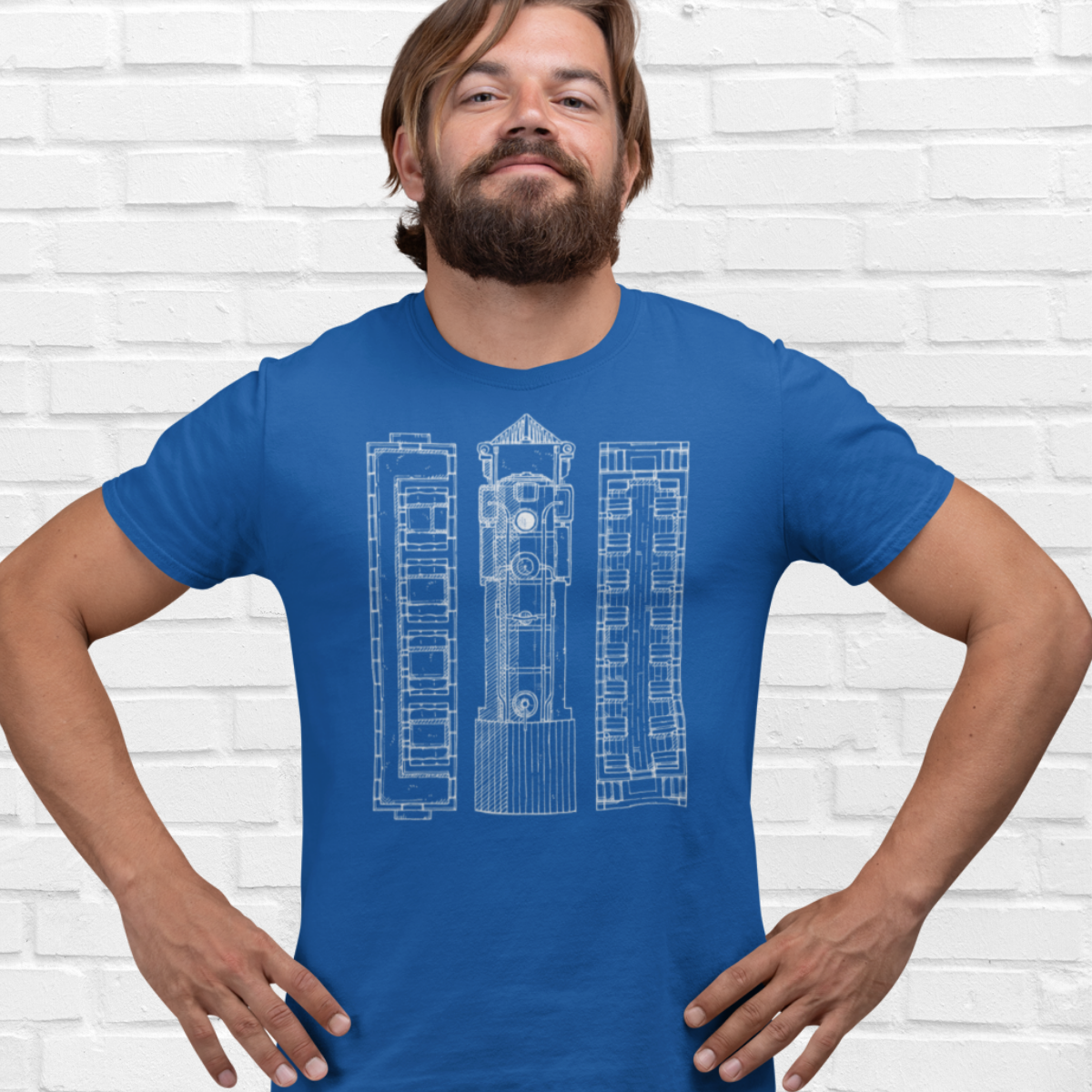 Steam Locomotive Blueprint Premium T-Shirt (Blue or Black) – 2-Minute ...